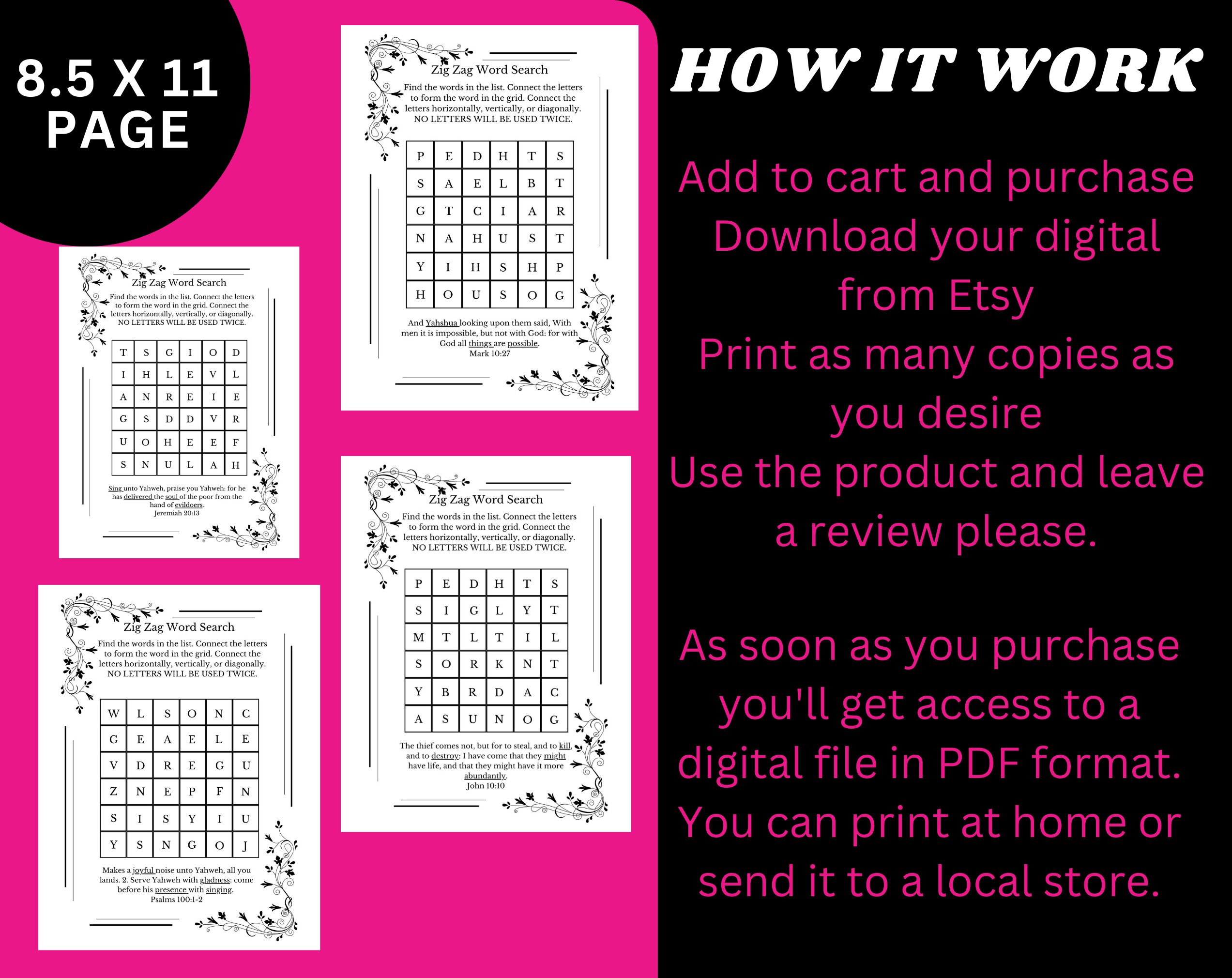 Zig Zag Word Search, Bible Word Search, Bible Printable, Bible Word ...
