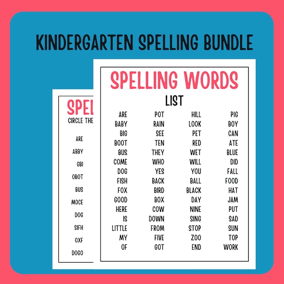 Spelling Words For Kindergarten