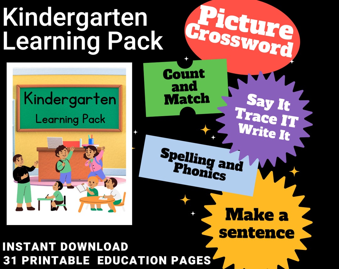 Kindergarten Learning Pack, Letter Trace, Build, Write, Kindergarten ...