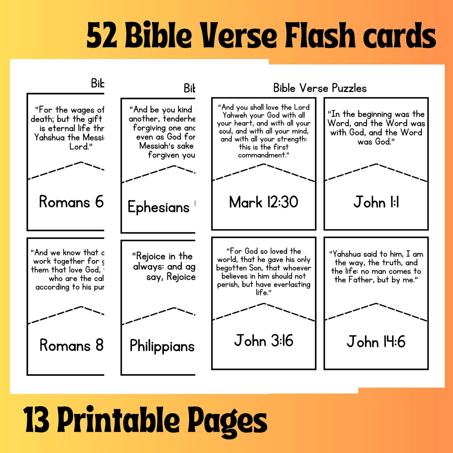 Bible Verse Flash Cards, Printable Memory Verse Cards, Bible Verse ...