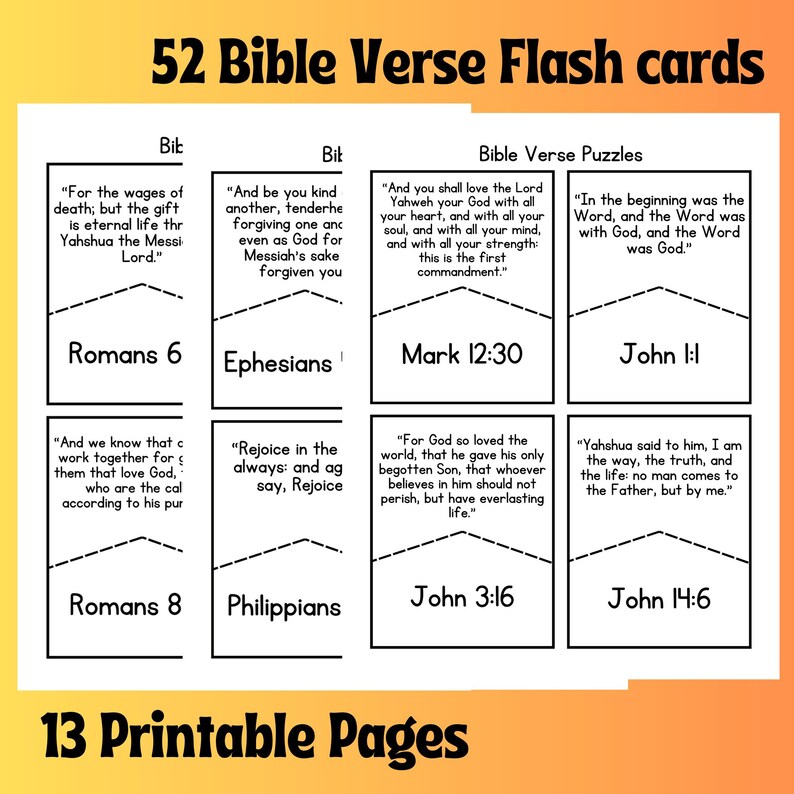 Bible Verse Flash Cards, Printable Memory Verse Cards, Bible Verse ...