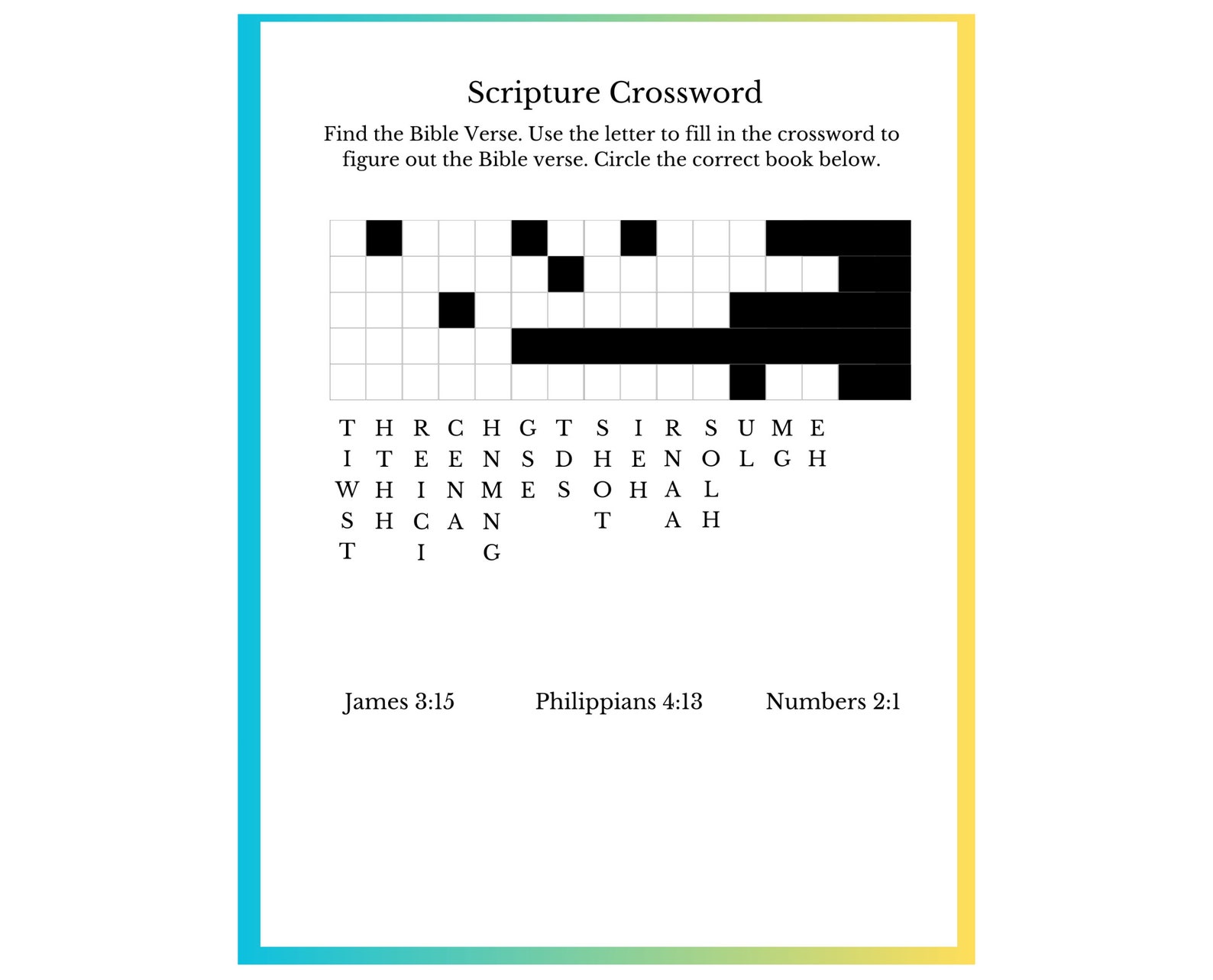 Bible Crossword Puzzles, Scripture Verse Game (PDF Printable) - Etsy