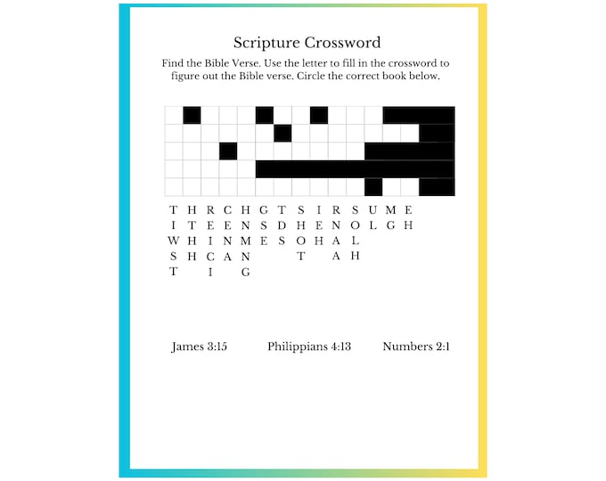 Printable Scripture Crossword Puzzle - Etsy Canada