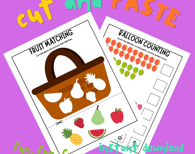 Cut and Paste Shape Worksheet - Etsy Canada