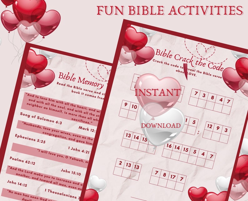 Bible Valentine Games Bundle, Christian Activities (PDF Download) - Etsy