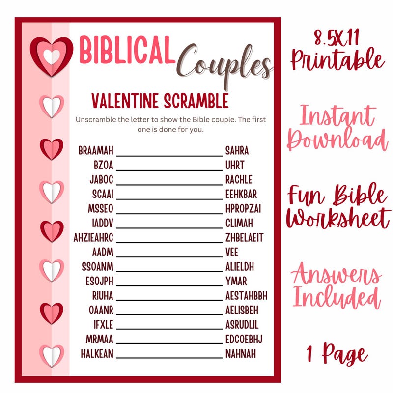 Bible Valentine Games - Etsy
