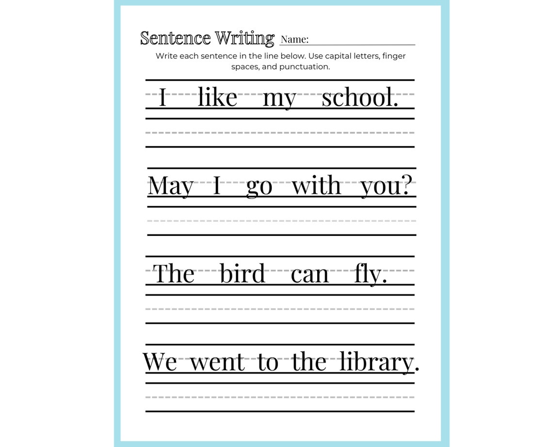 25 Printable Write the Sentence Worksheet, Sentence Writing Practice ...
