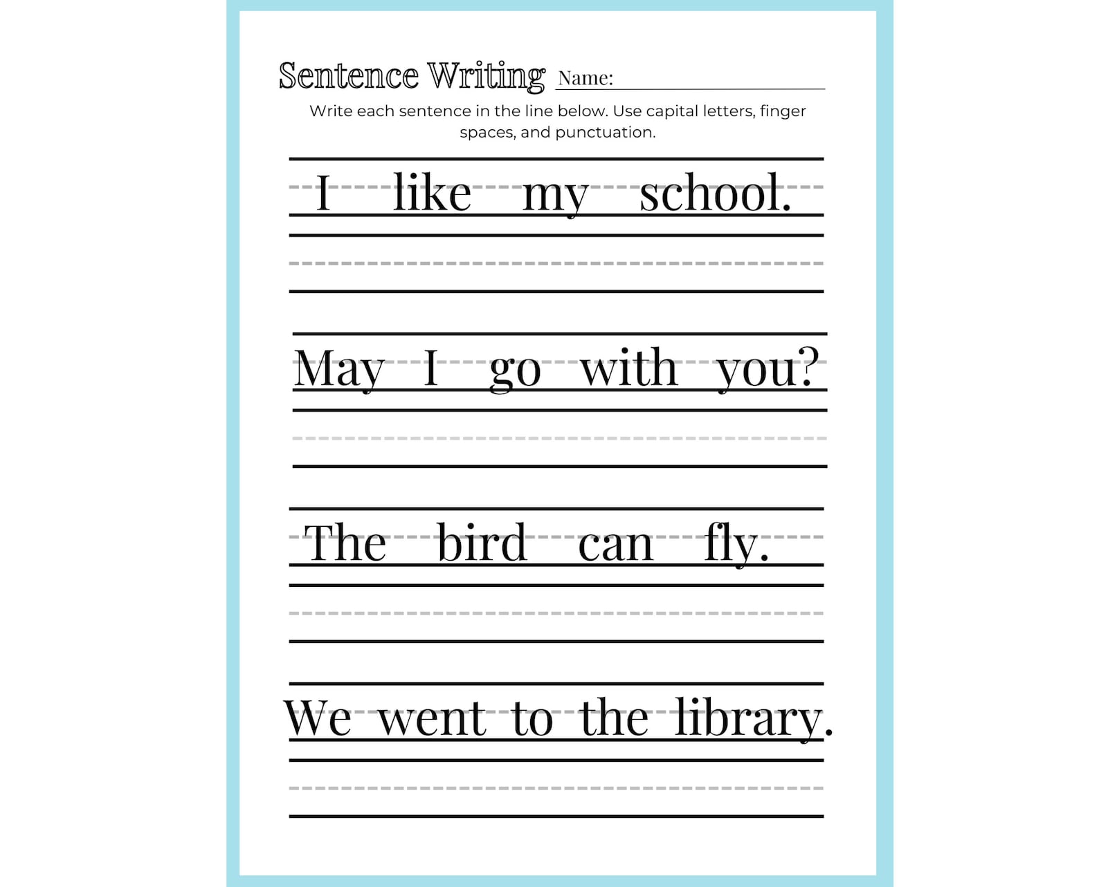 25 Printable Write the Sentence Worksheet, Sentence Writing Practice ...