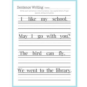 25 Printable Write the Sentence Worksheet, Sentence Writing Practice ...