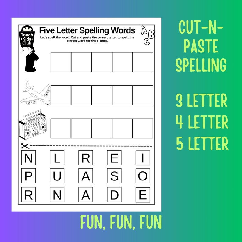 Cut and Paste Spelling Worksheets, Cut and Paste Spelling Words ...