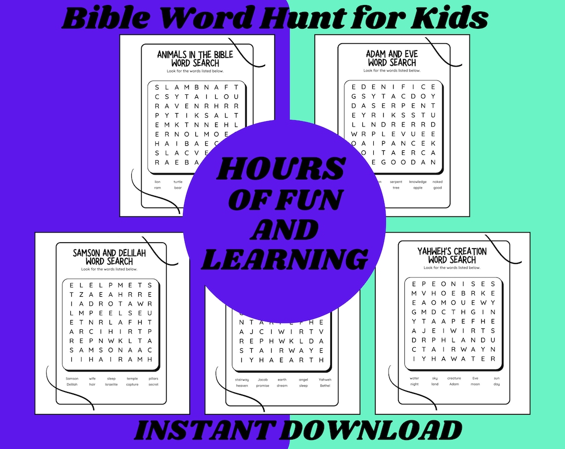 Bible Word Hunt for Kids, Word Hunt Printable, Bible Games for Kids ...