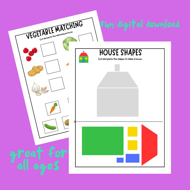 Cut and Paste Activity Worksheets: ABC, Animals, Counting (PDF Download ...