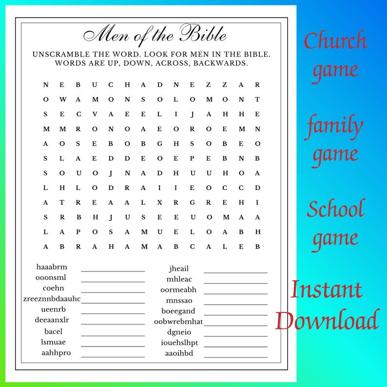 Printable Bible Word Scramble, Word Scramble Game, Bible Scramble for ...