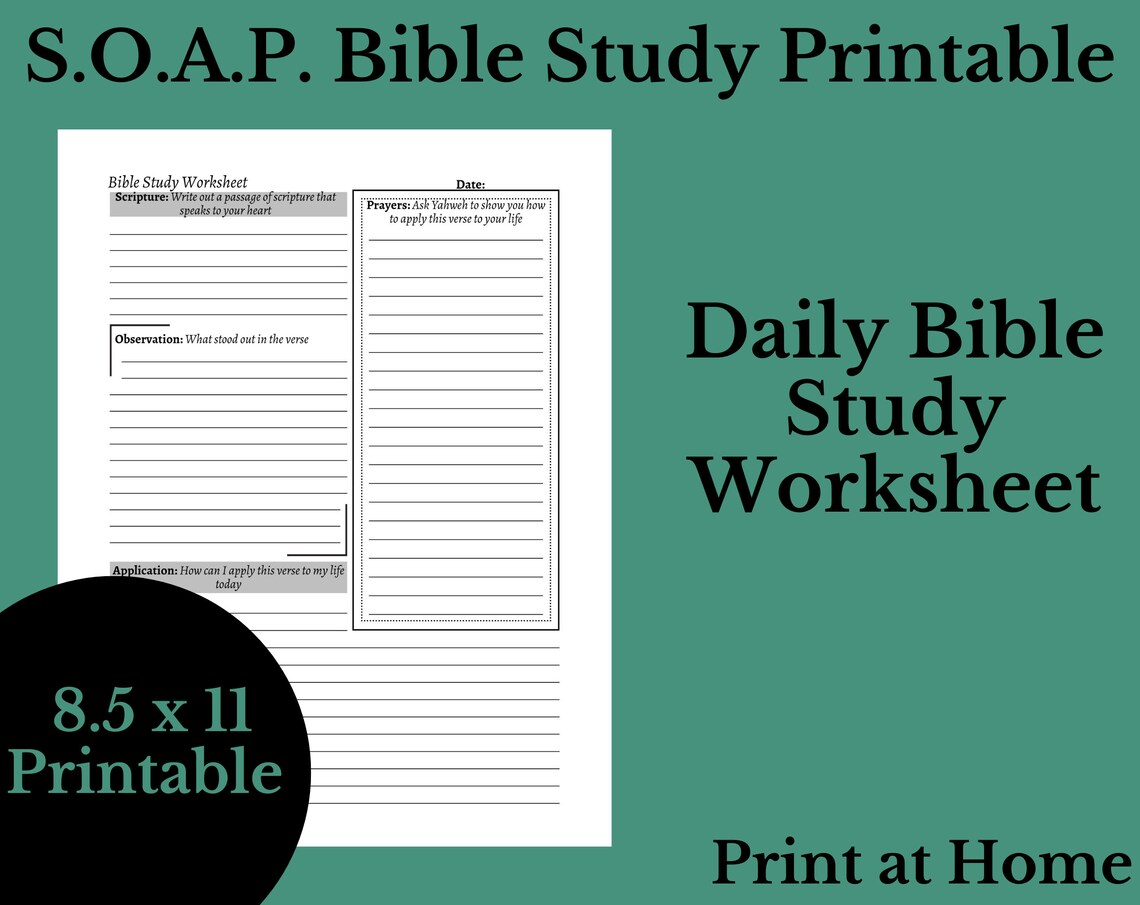 SOAP Bible Study Printable, Printable Bible Study Planner, Printable ...