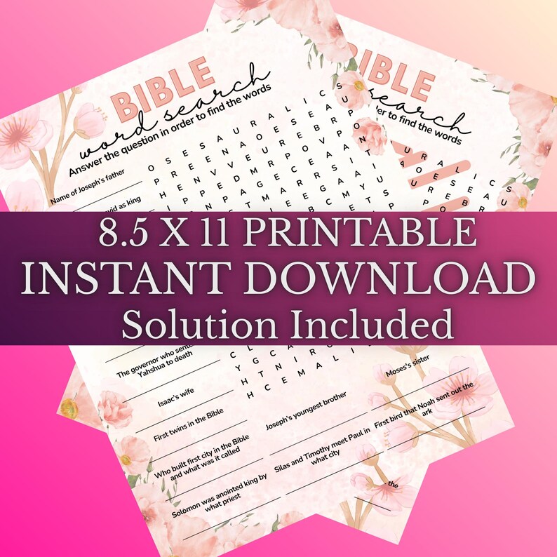 Bible Word Search Trivia: Printable Sunday School Game (PDF Download ...