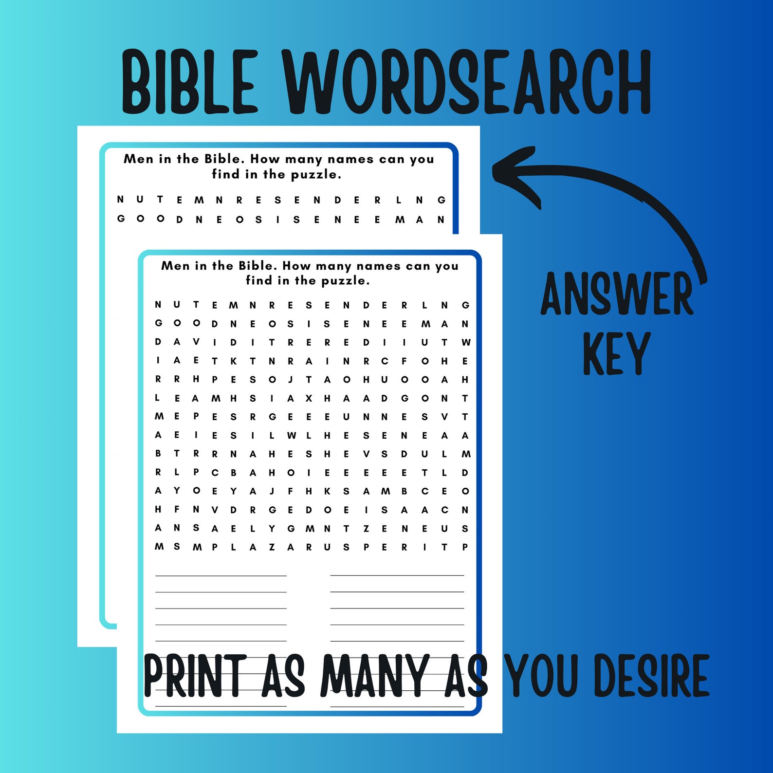 Men in the Bible Wordsearch: Printable Puzzle (PDF) - Etsy