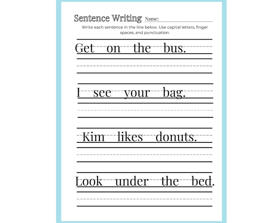 25 Printable Write the Sentence Worksheet, Sentence Writing Practice ...