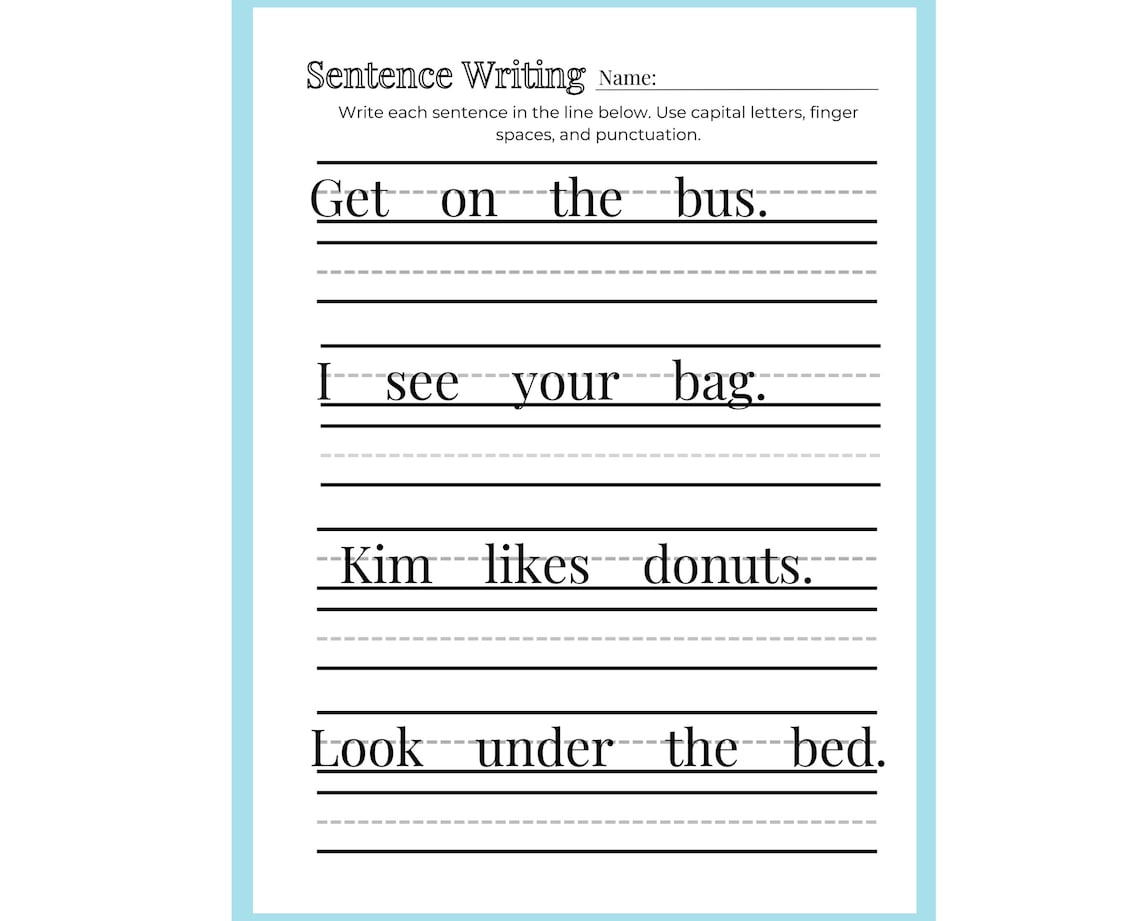 25 Printable Write the Sentence Worksheet, Sentence Writing Practice ...