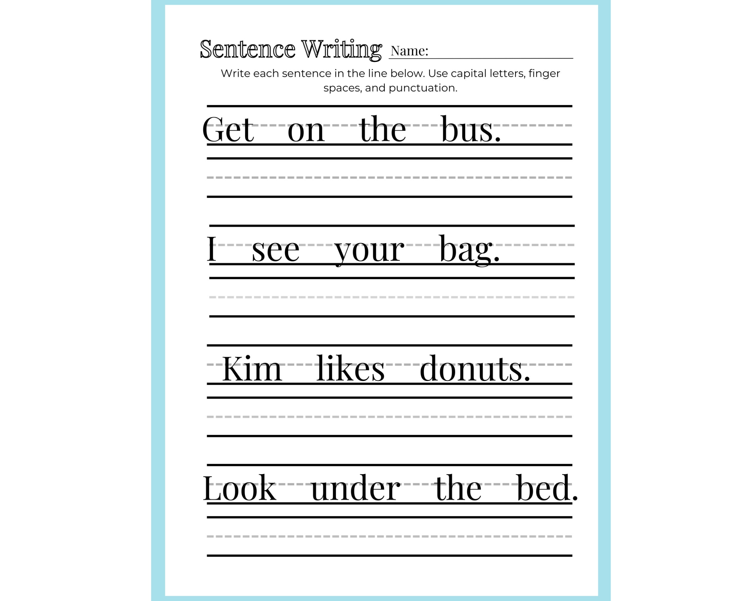25 Printable Write the Sentence Worksheet, Sentence Writing Practice ...