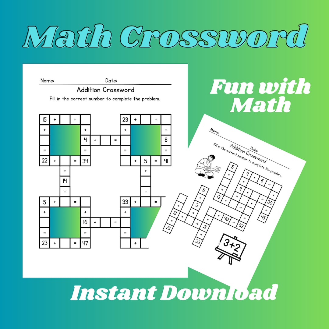 Math Crossword, Addition and Subtraction Crossword for Kids ...