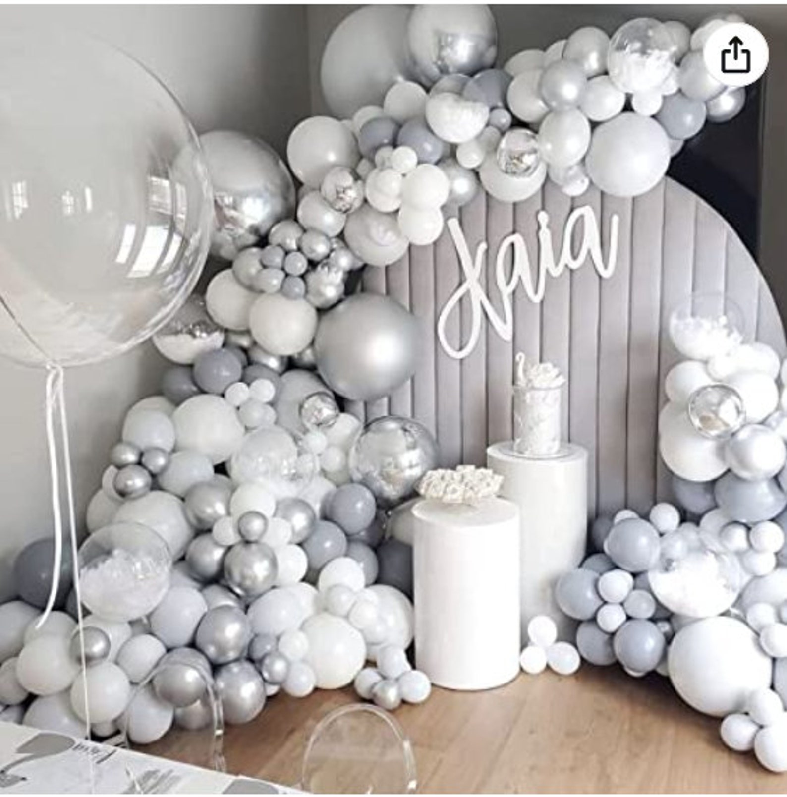 Grey Balloon Arch Kit, 112pcs Pastel Grey White Balloon Garland Arch ...