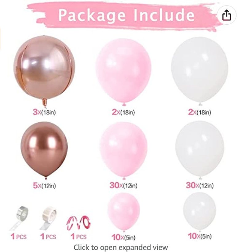 Pink Balloon Arch Kit Pink White Rose Gold Balloon Arch - Etsy