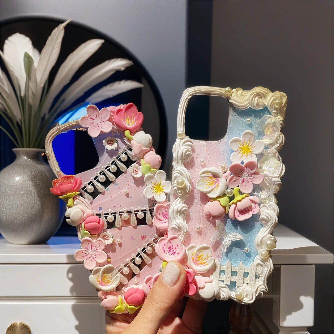 Cartoon Pink Cherry Blossom Peach Cream Case,iphone 17 16 Pro Max ...