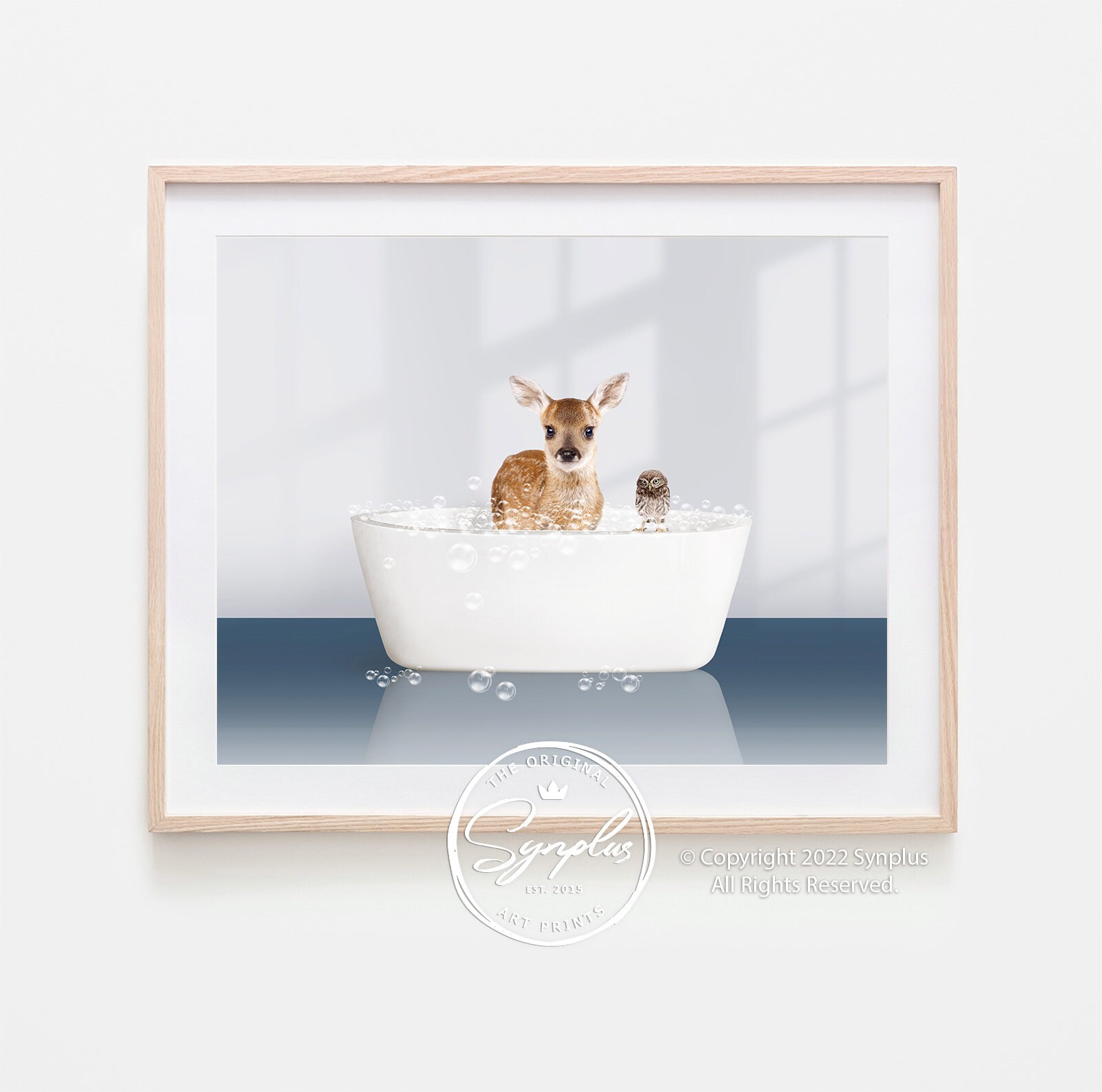 Set Woodland Baby Animals in Bathtub Print, Moose & Squirrel, Bear and ...