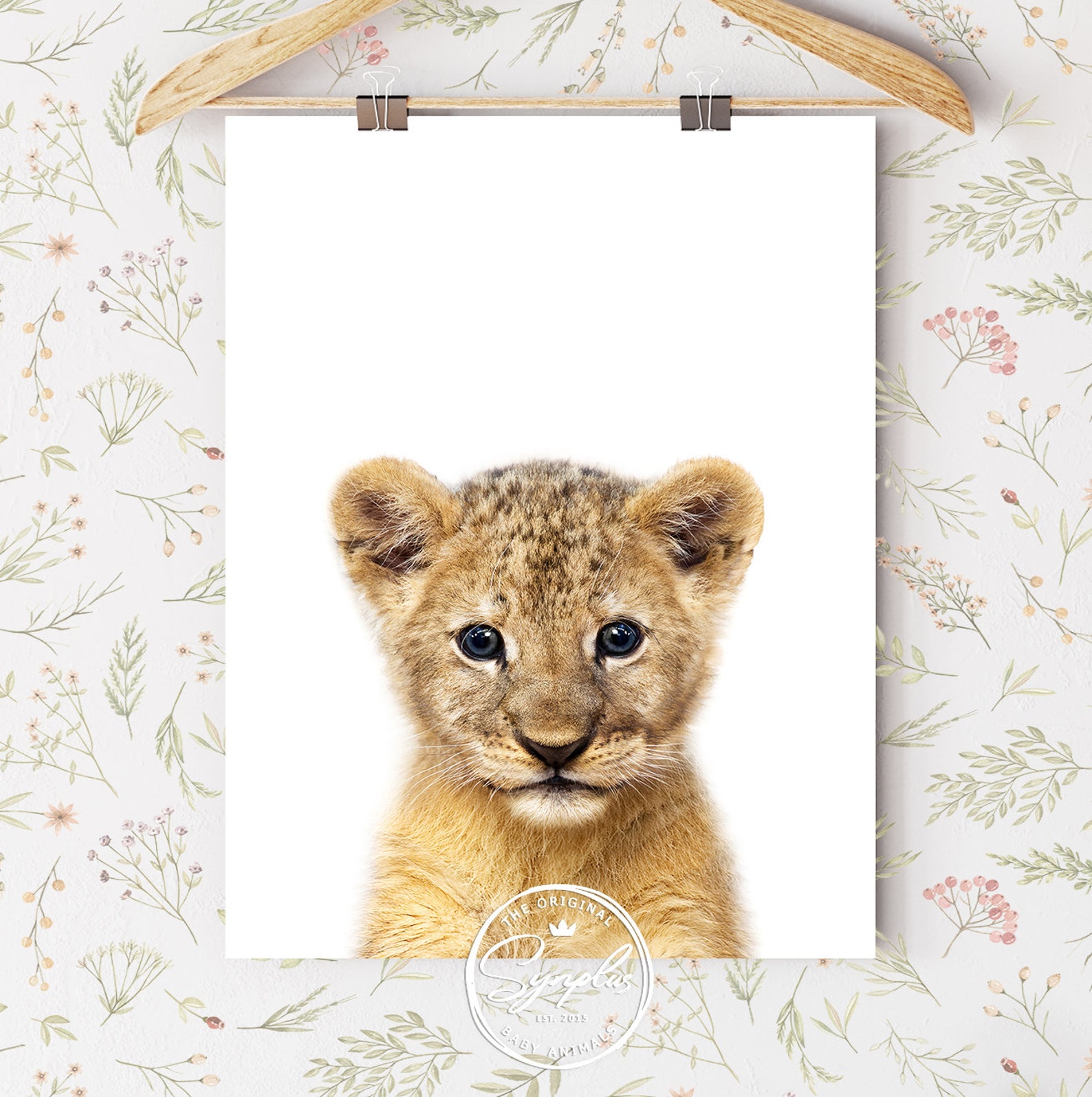 Baby Lion Print, Lion Cub Art Print, Baby Animals Art Print by Synplus ...