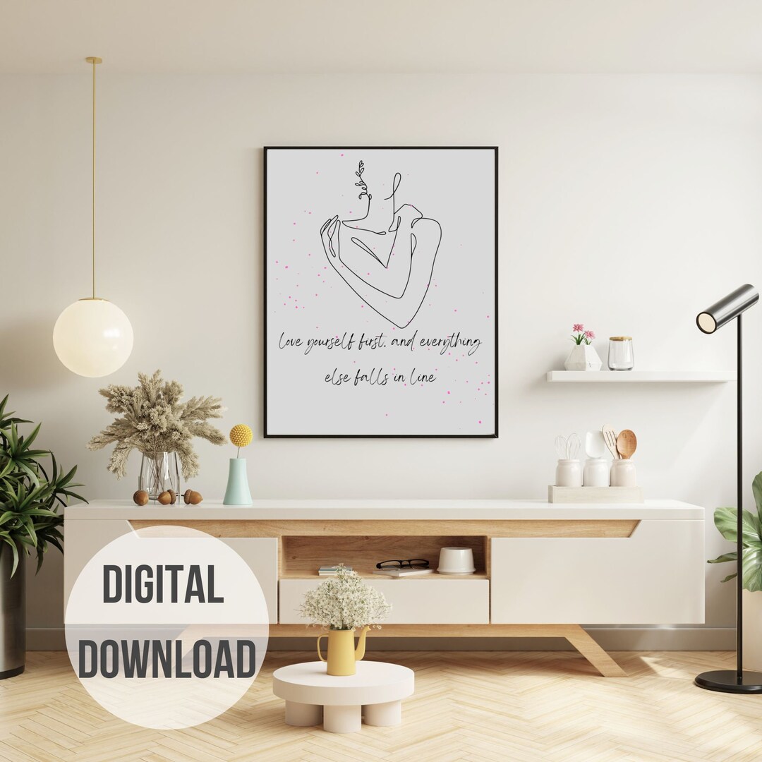 Grey Self-love Print to Inspire and Empower You Love Yourself Wall Art ...