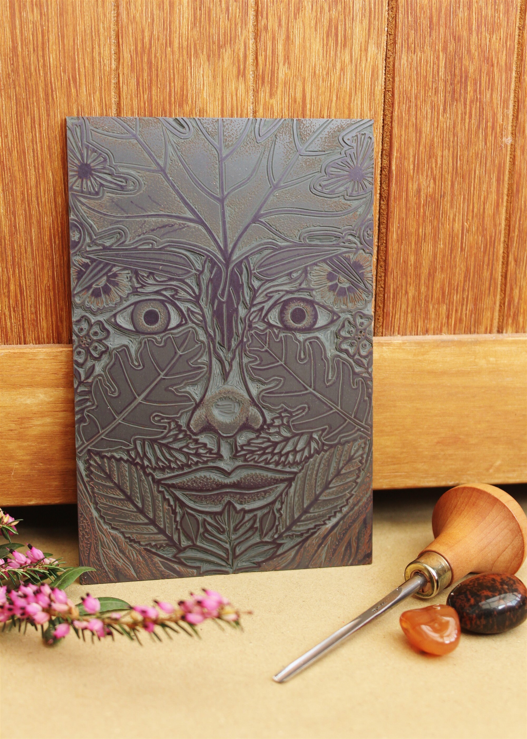 Green Woman Handmade Original Lino Print - Etsy