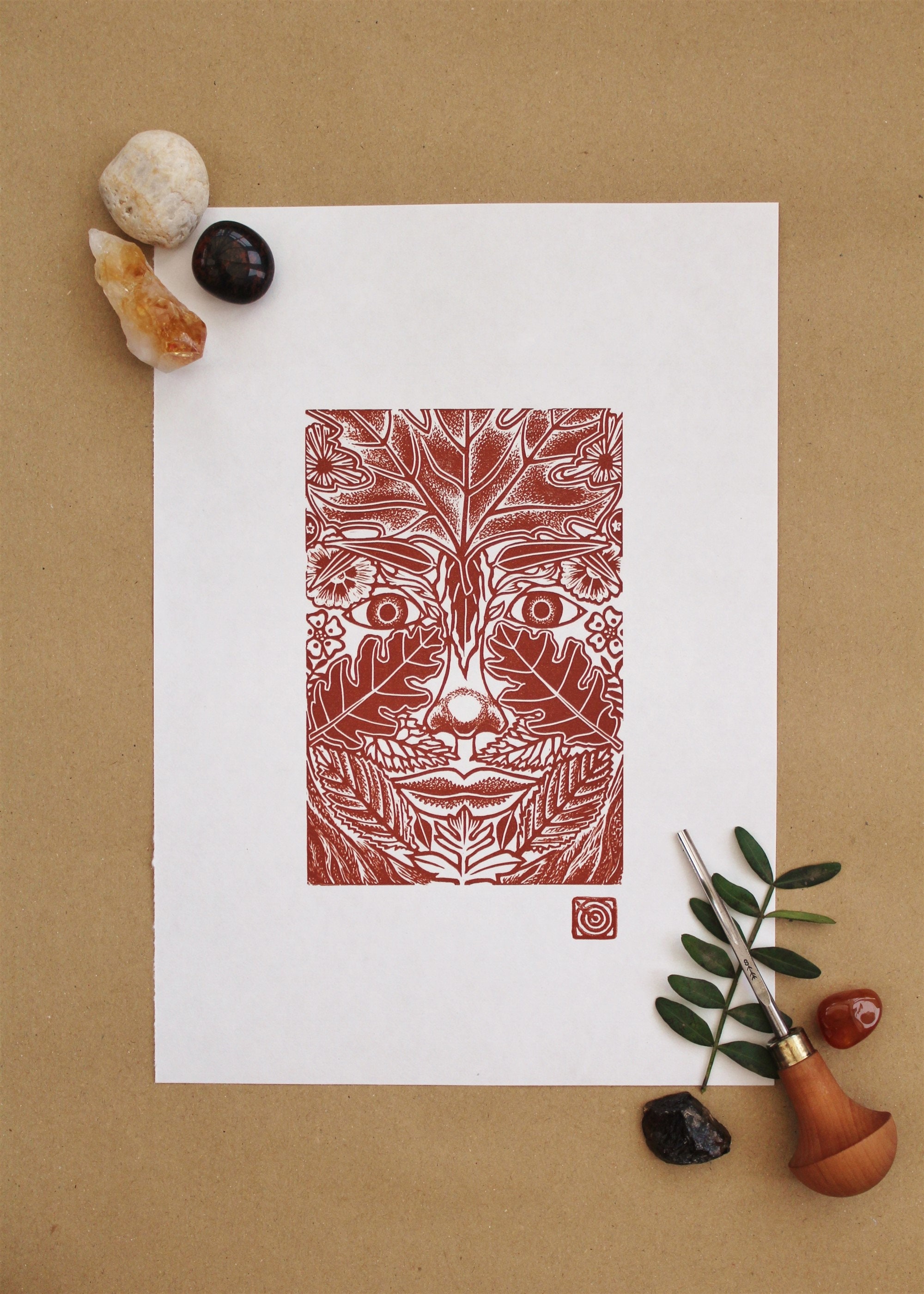 Green Woman Handmade Original Lino Print - Etsy
