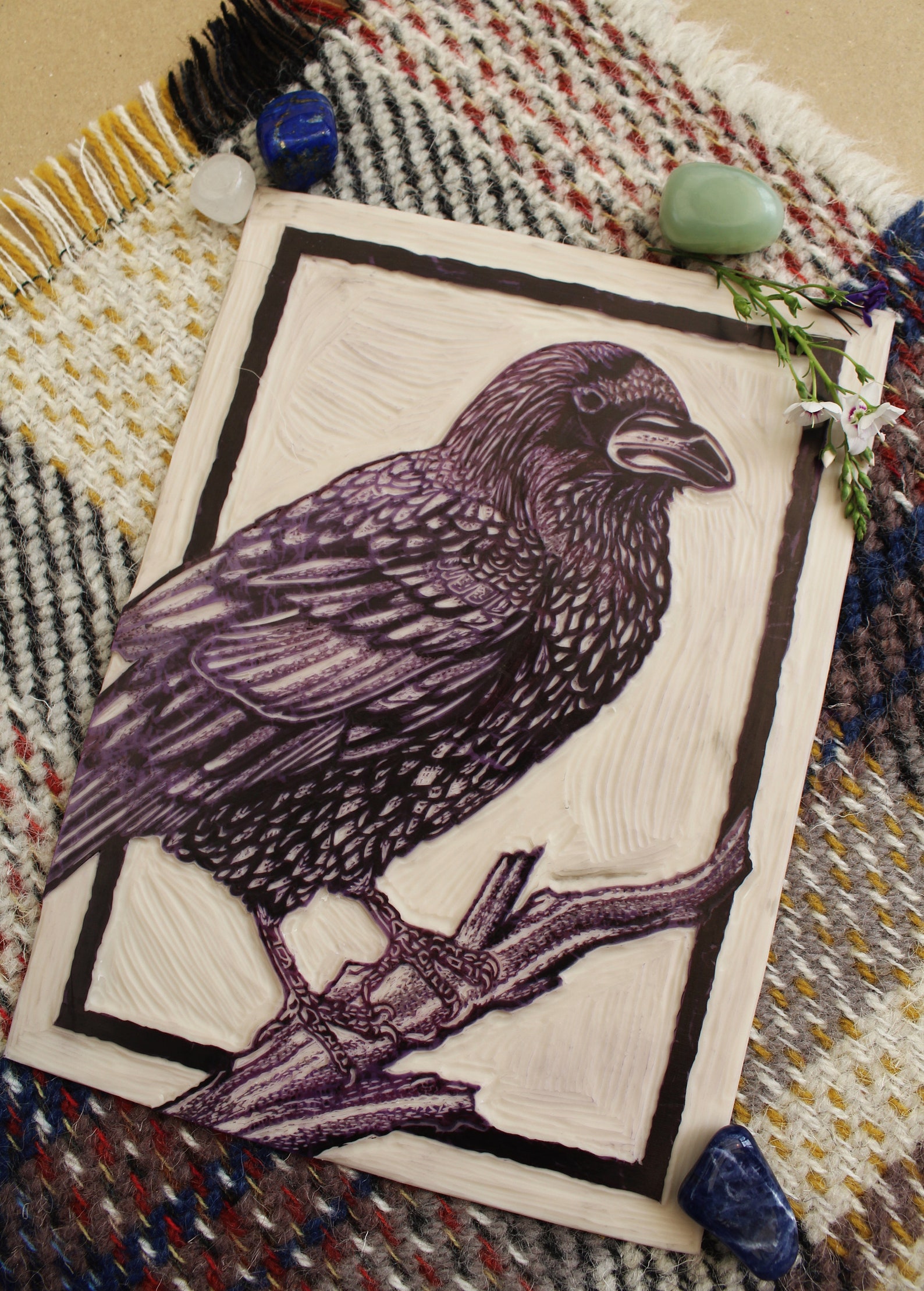 Raven Handmade Original Lino Print - Etsy UK