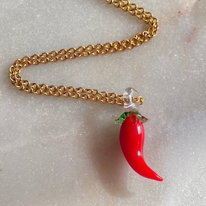 Red Hot Chilli Pepper Miniature Glass Charm Necklace - Etsy