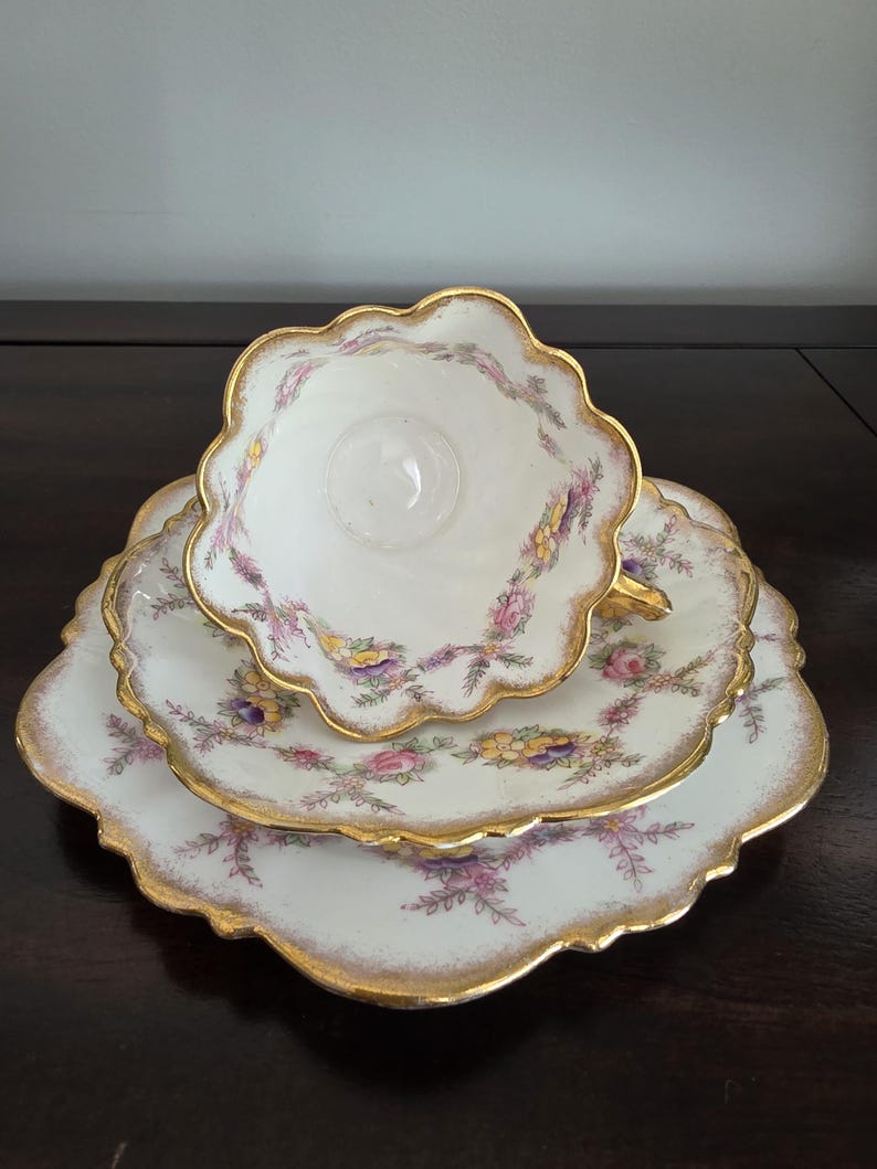Vintage Antique Bone China Trio Tea Set Balmoral Bone China R&D England ...