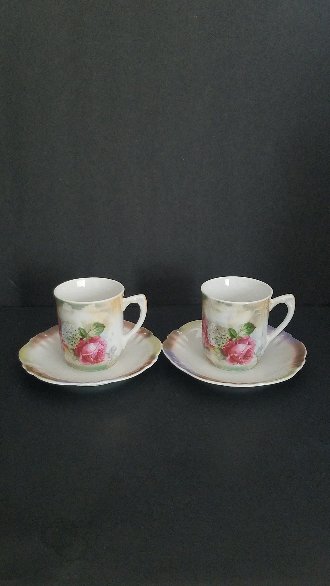 Vintage China Demitasse Cups and Saucers Set of 2 Small Porcelain ...