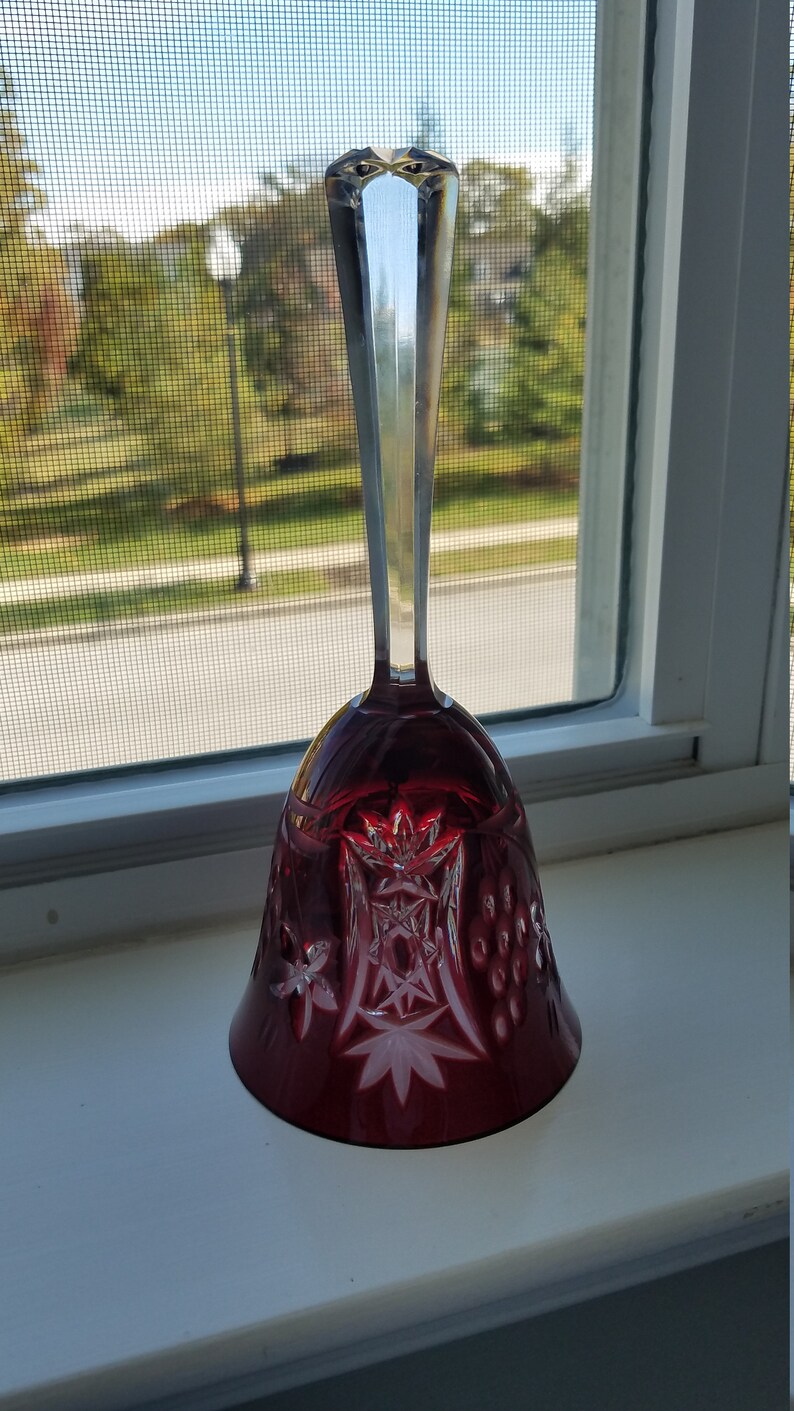 Vintage Bohemian Ruby Red Crystal Bell. Decorative Crystal Bell. Art ...