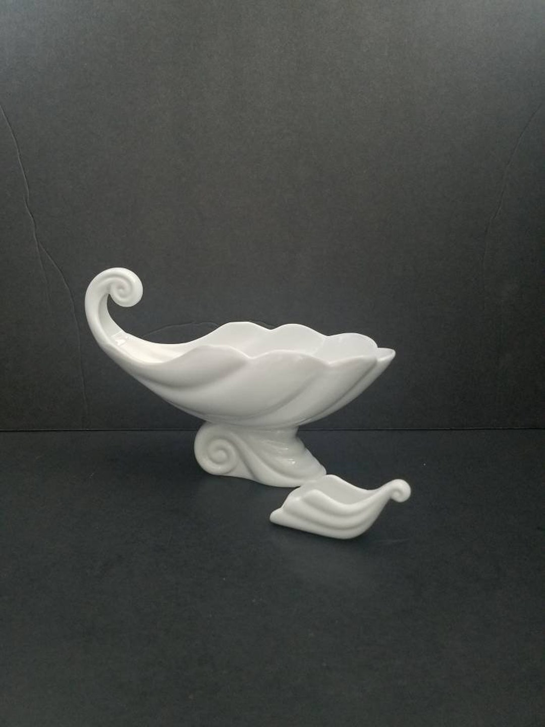 Footed Porcelain Nut Bowl With Scoop. Serving Nut Dish. Snack Dish ...