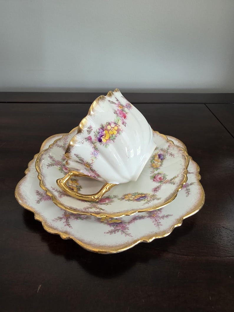 Vintage Antique Bone China Trio Tea Set Balmoral Bone China R&D England ...
