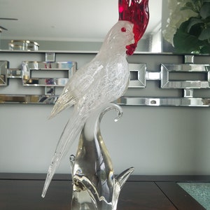 Vintage Murano Glass Sculpture Cockatoo Parrots Set of 2. 13" and 14 ...