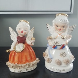 Vintage Napco Figurines Set of 2. Birthday Angels July and August ...