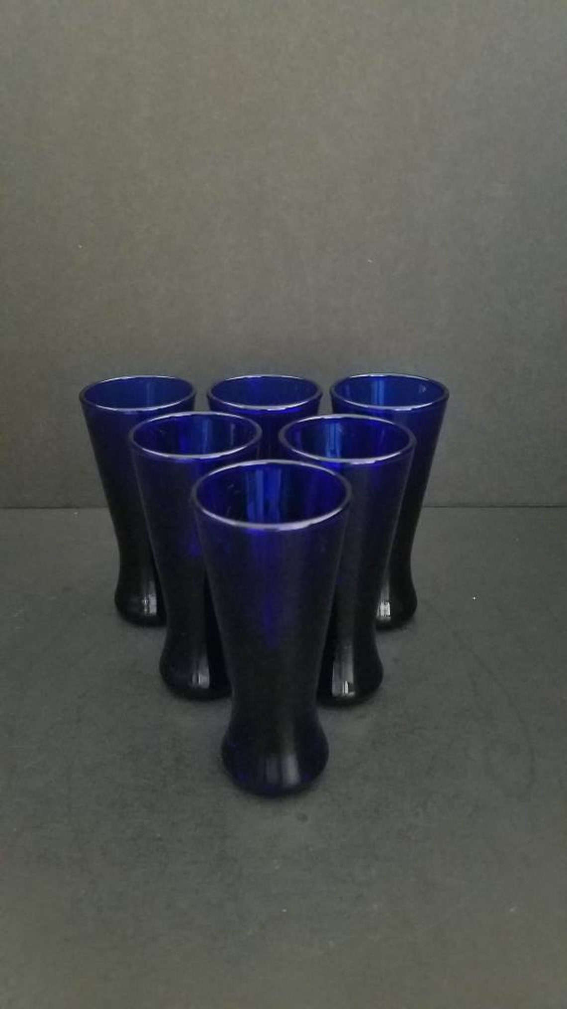Vintage Cobalt Blue Heavy Bottom Shot Glasses Set of 6. Vodka - Etsy