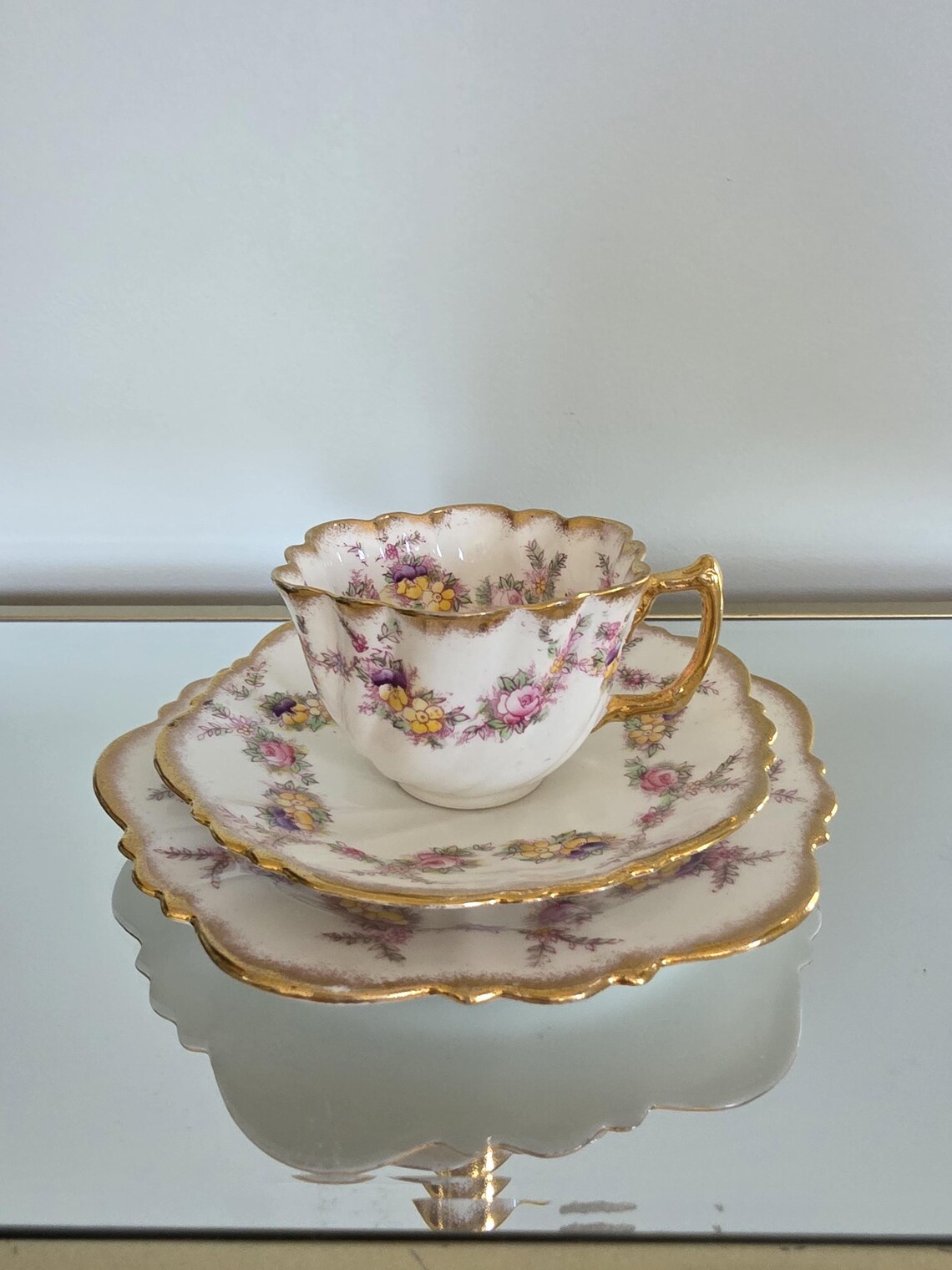 Vintage Antique Bone China Trio Tea Set Balmoral Bone China R&D England ...