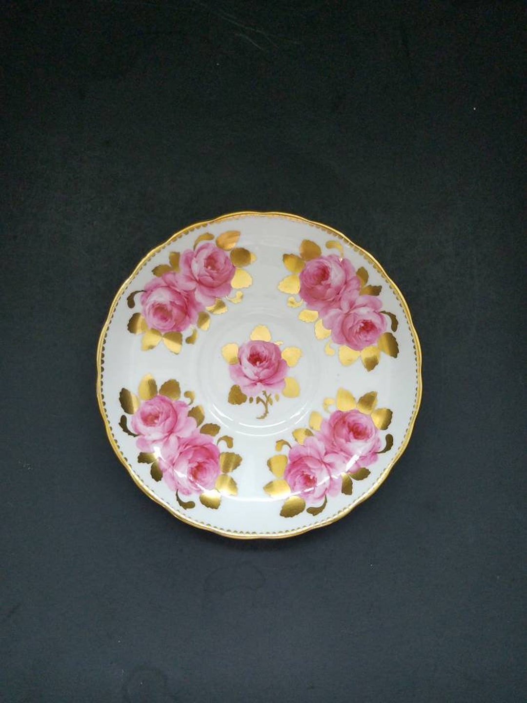 Vintage Royal Chelsea China Saucer Cabbage Roses Very Rare Collectible ...
