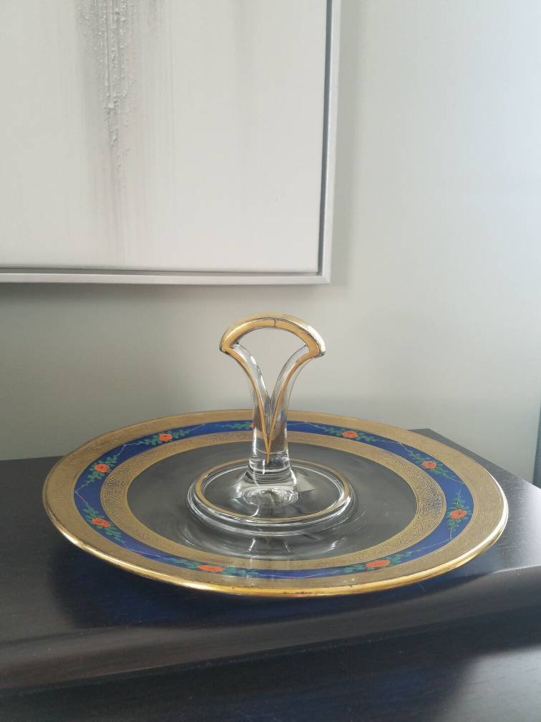 Vintage Glass Tidbit Serving Platter, Dessert, Cake Plate. Sandwich ...