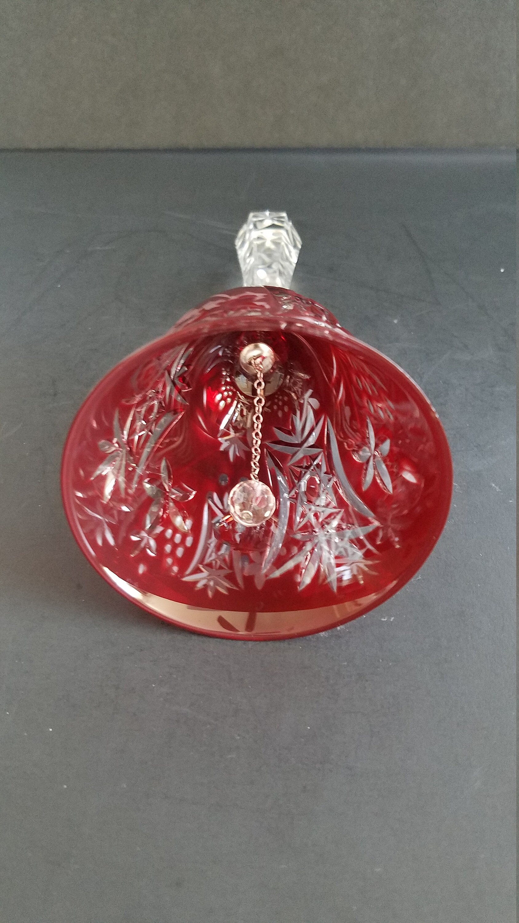 Vintage Bohemian Ruby Red Crystal Bell. Decorative Crystal Bell. Art ...