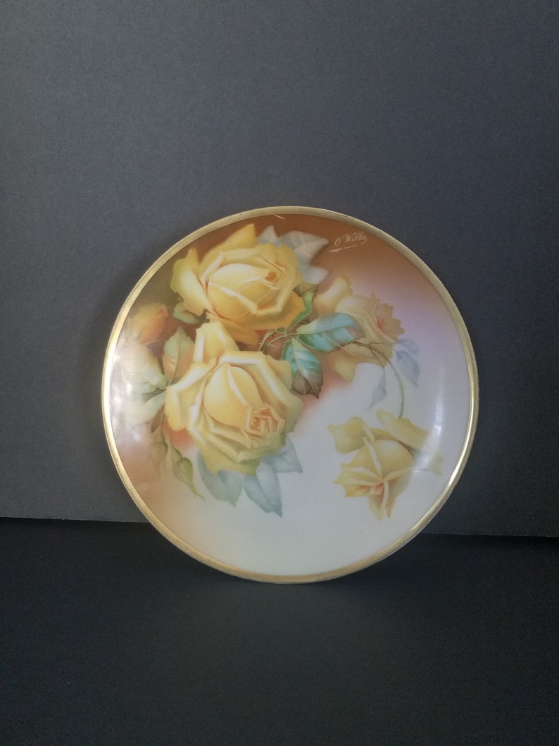 Vintage China Decorative Plate Sevres Bavaria Yellow Roses 7.5 ...