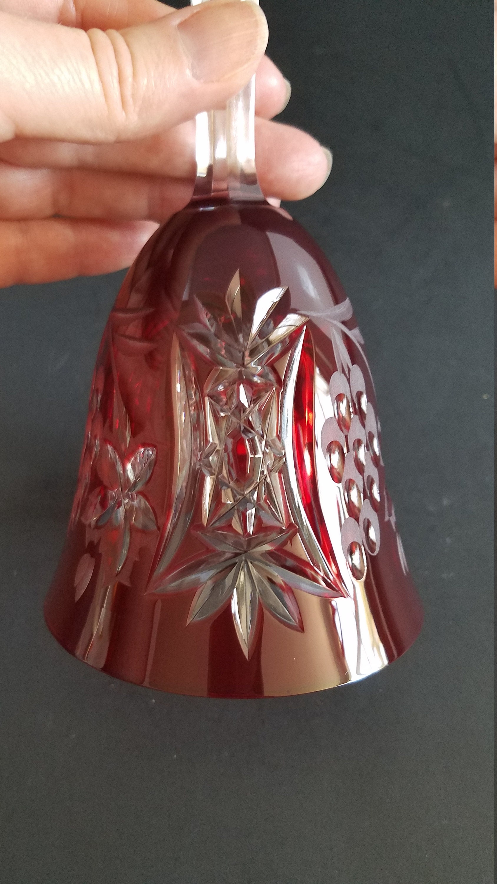 Vintage Bohemian Ruby Red Crystal Bell. Decorative Crystal Bell. Art ...