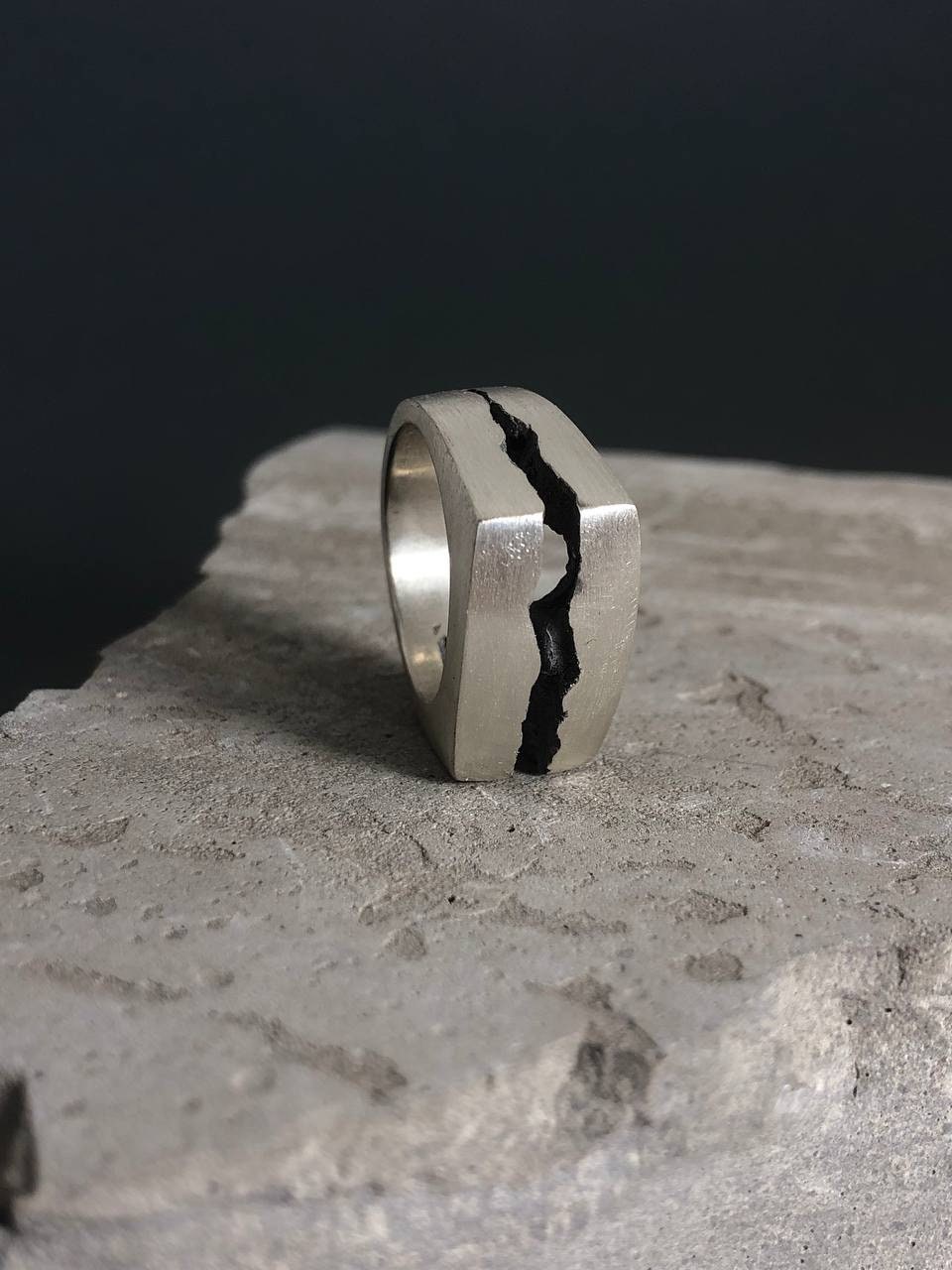 Ukrainian Silver Ring With a Dark Fault, Symbol of Ukrainian Ruins ...