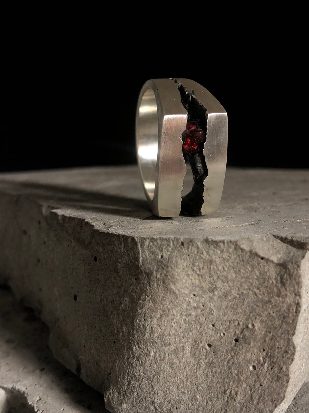 Silver Ring With a Gem, a Symbol of a Brave Ukrainian Heart in Ruins ...